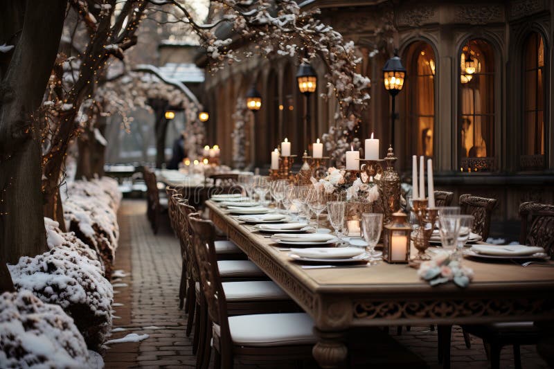 Wedding Table Dressing in Winter Stock Image - Image of white, cozy ...