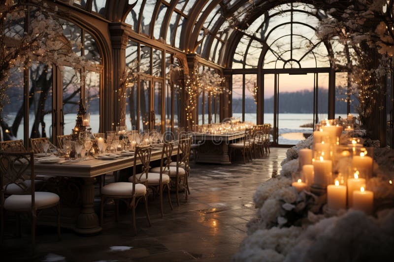 Wedding Table Dressing in Winter Stock Photo - Image of rustic, icicles ...