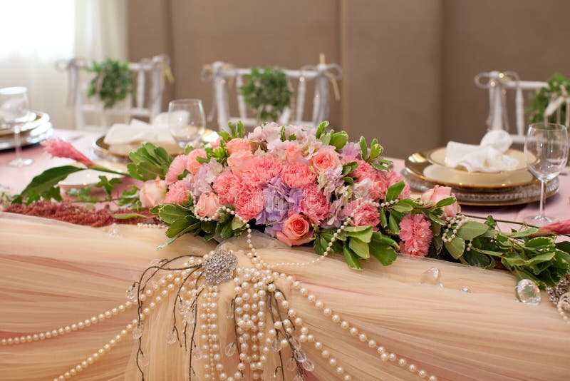 Wedding table flower stock photo. Image of catering, colored - 67992558