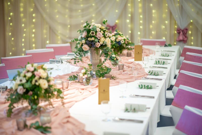 Wedding Table with Flowers and Decorations, Wedding Centerpiece or ...