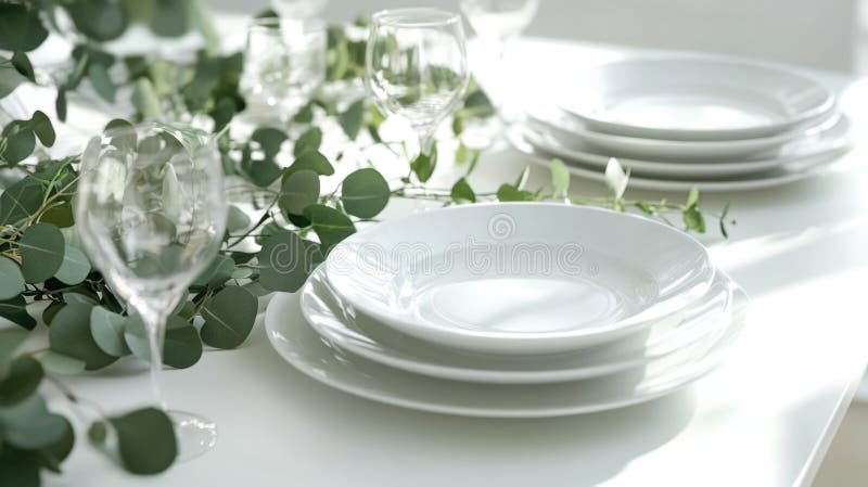 Wedding Table with Plates stock photo. Image of setup - 358830818