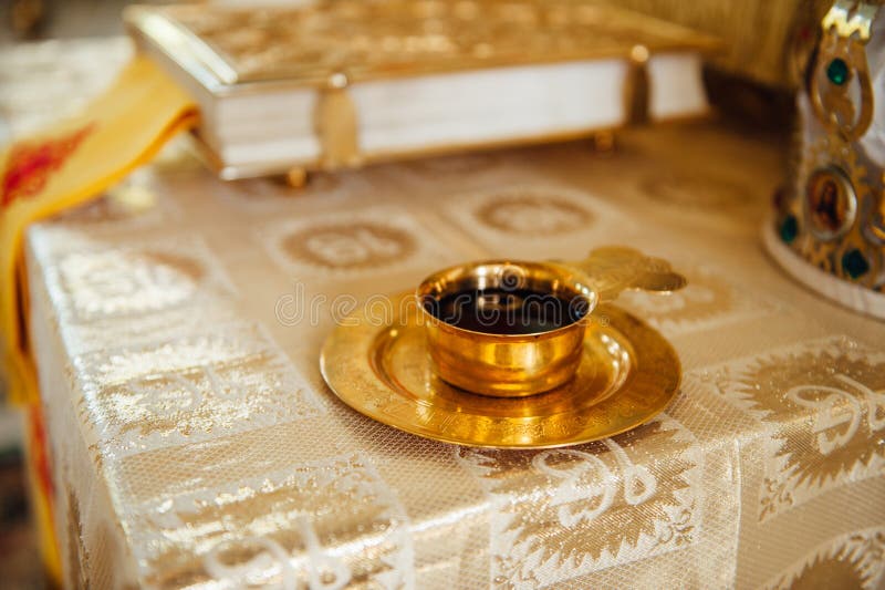 The Priest Table Arrange For A Baptism Stock Photo - Image of christ ...