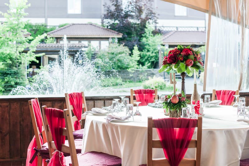 Wedding Table Set for Fine Dining or Another Catered Event in Red ...