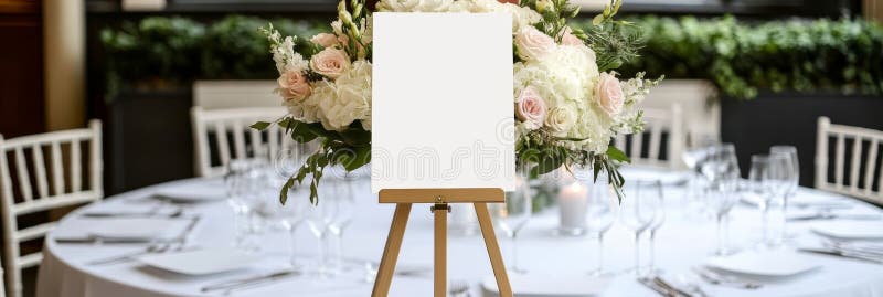 Wedding Table Setting with Blank Canvas and Floral Arrangement, Elegant ...