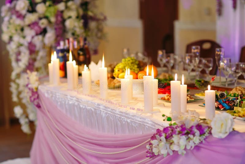 Wedding Table Setting, Candles on the Table Stock Photo - Image of ...