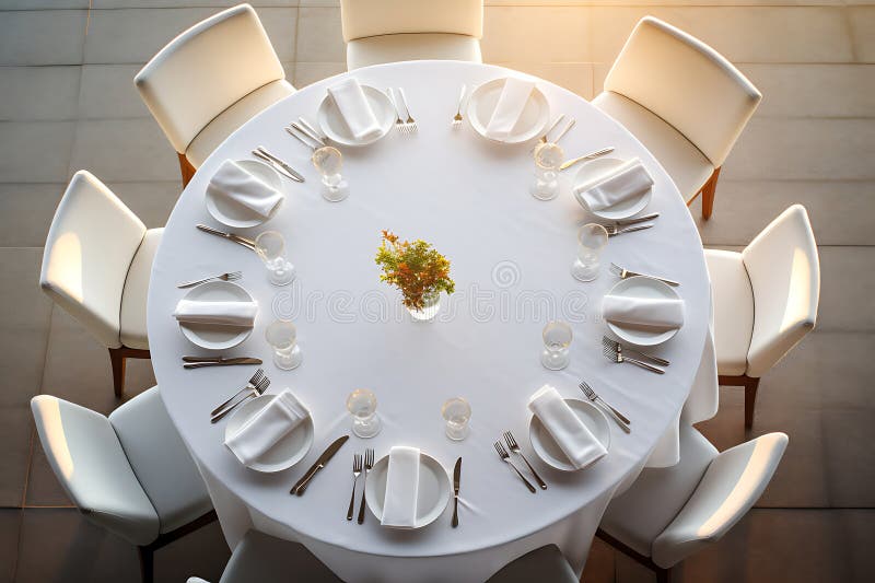 Wedding Table Setting with Cutlery, Top View Stock Illustration ...