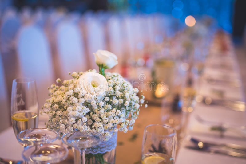 Wedding Table Setting with Floral. Stock Photo - Image of glass, event ...
