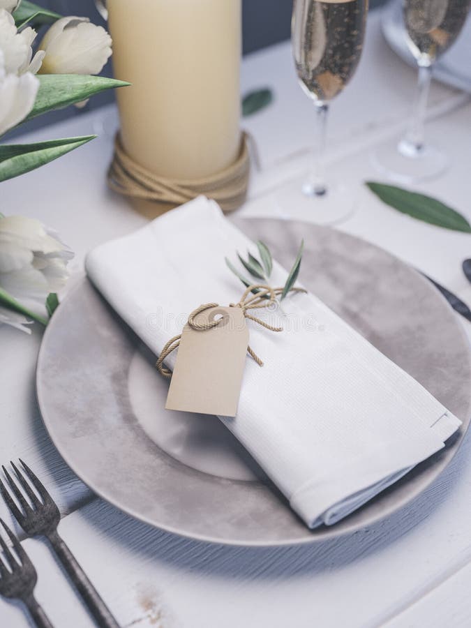 Wedding Table Setting. Place Card Mockup. Stock Image - Image of ...