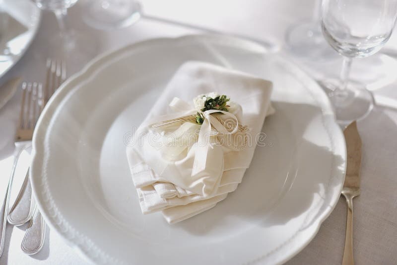 Wedding Table Setting - Plate and Napkin Stock Photo - Image of ...