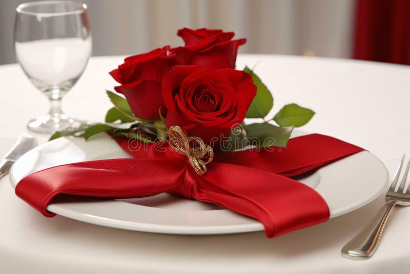 Wedding Table Setting with Roses Setting Wedding Table Setting Stock ...