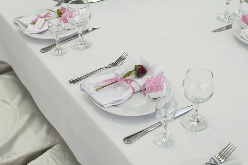 Wedding Table Setup with Rose Stock Image - Image of marriage, event ...