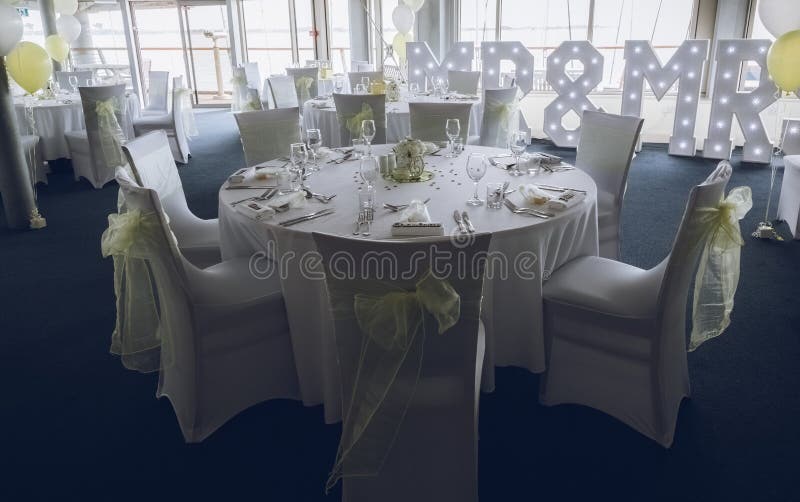 Wedding Tables Set Out at a Wedding Venue Ready for a Wedding Breakfast ...