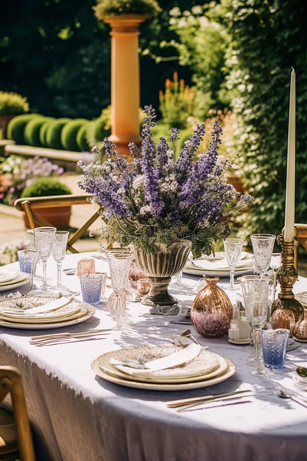 Wedding Tablescape with Peony Bouquet, Formal Dinner Table Setting ...