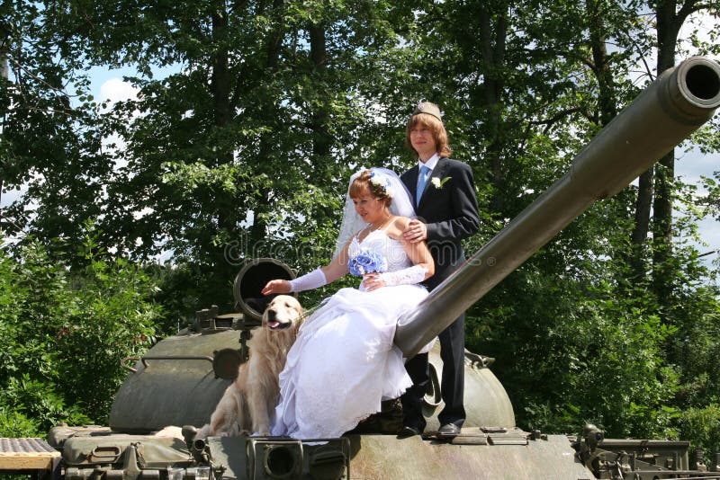 Wedding on the tank stock photo. Image of fiancee, tank - 53397198