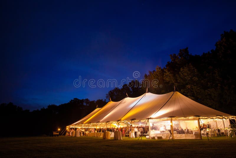 Wedding Tent at night stock photo. Image of dining, wedding - 52251276