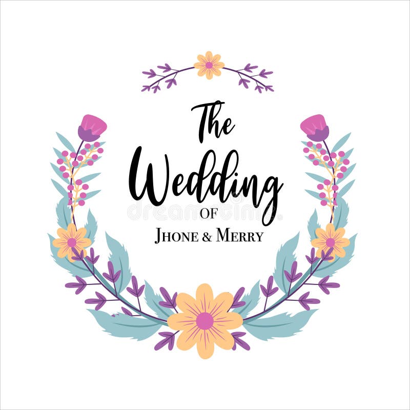 The Wedding Text Template with Floral Frame Stock Vector - Illustration ...