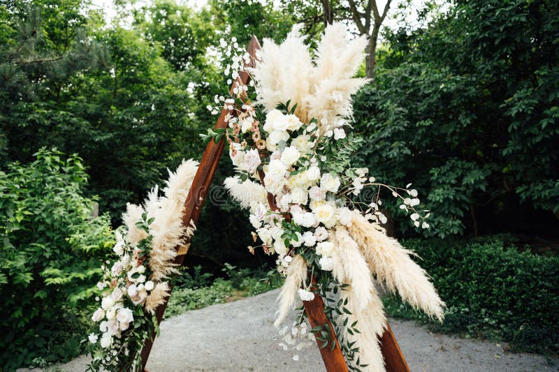 Wedding Triangular Arch Roses Background Nature Stock Photos - Free ...