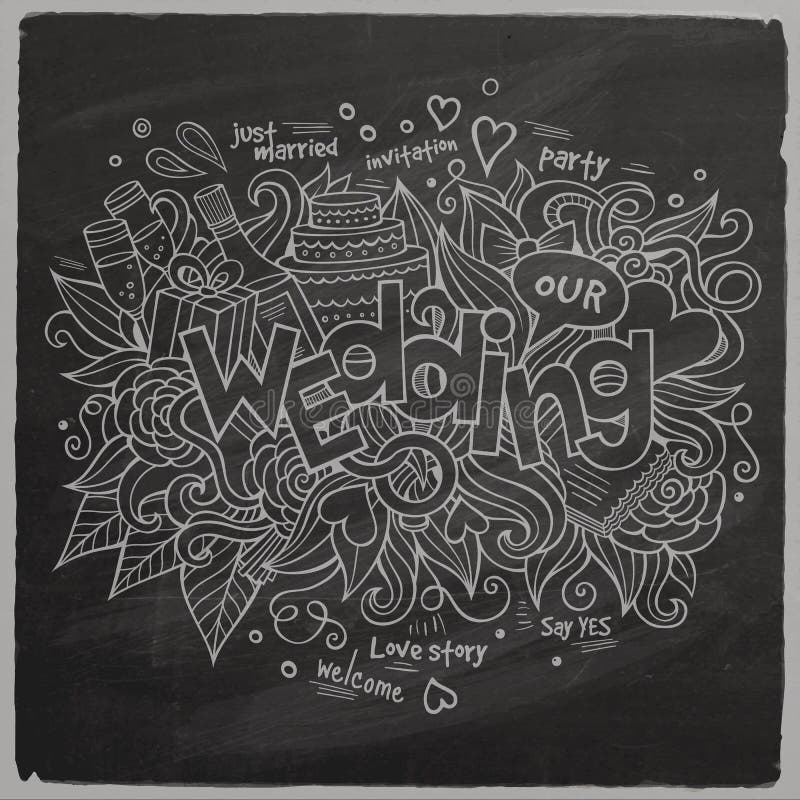 Wedding Hand Lettering and Doodles Elements Sketch Stock Vector ...