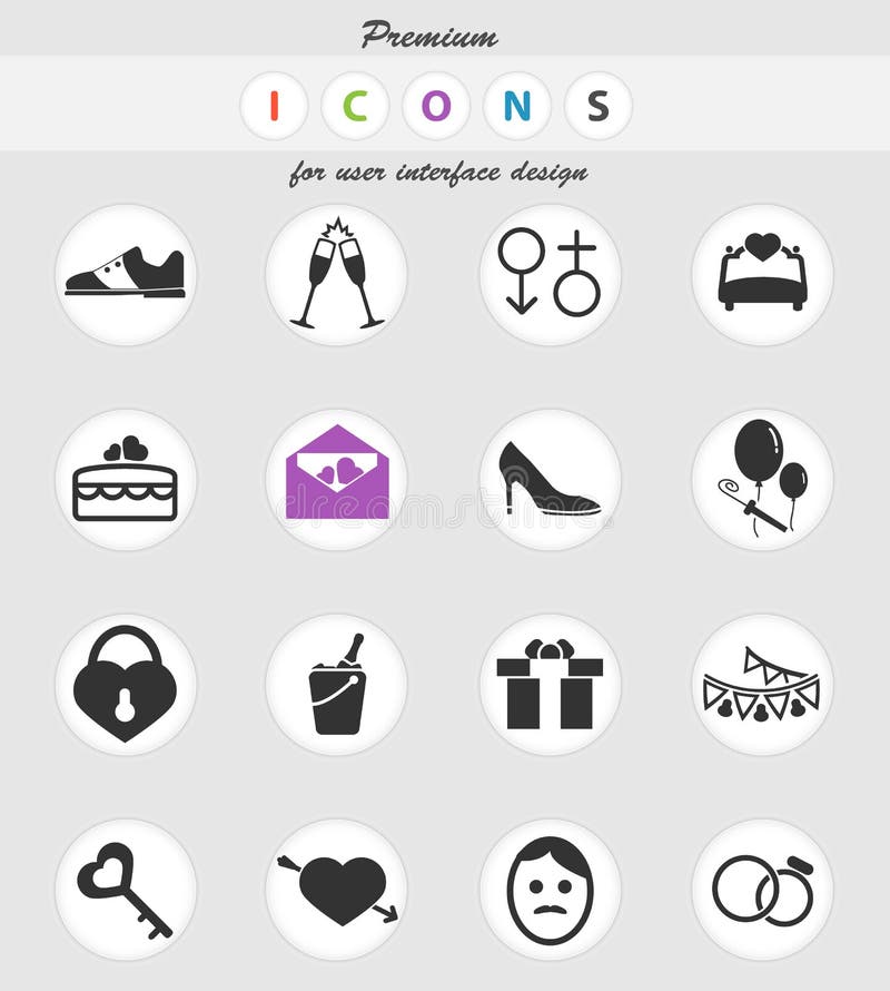 Wedding icon set stock vector. Illustration of love - 122727714