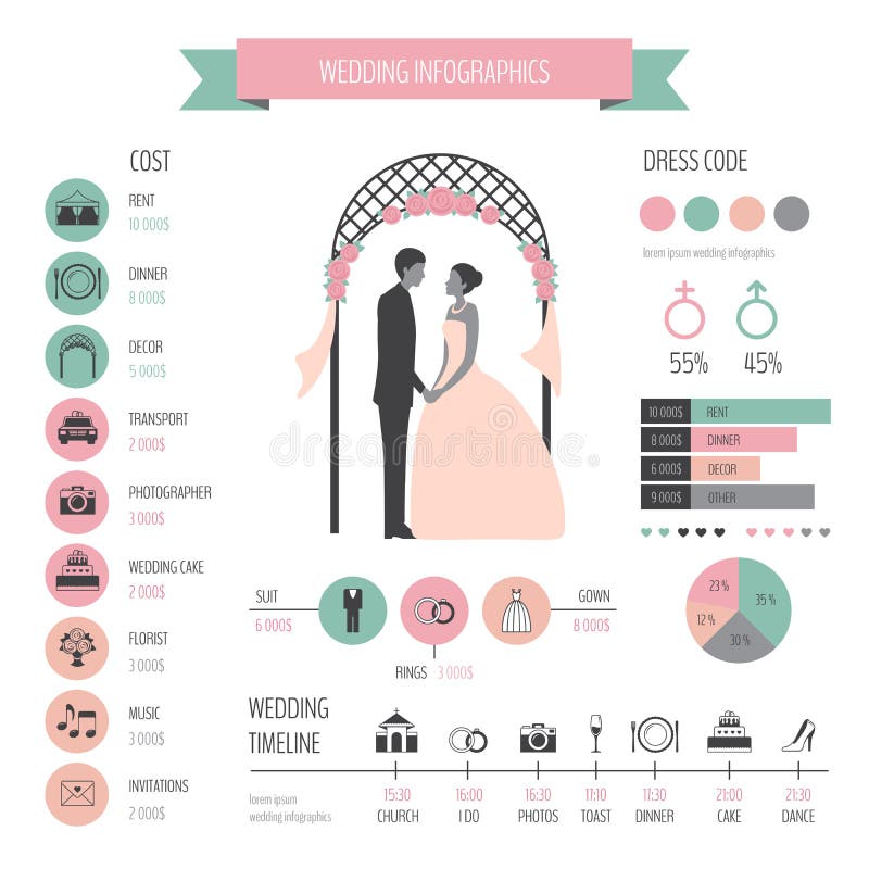 Wedding Vector Set with Graphic Elements. Vector Illustration, Flat ...