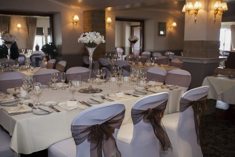 Wedding Venue set up stock image. Image of glassware - 56151277