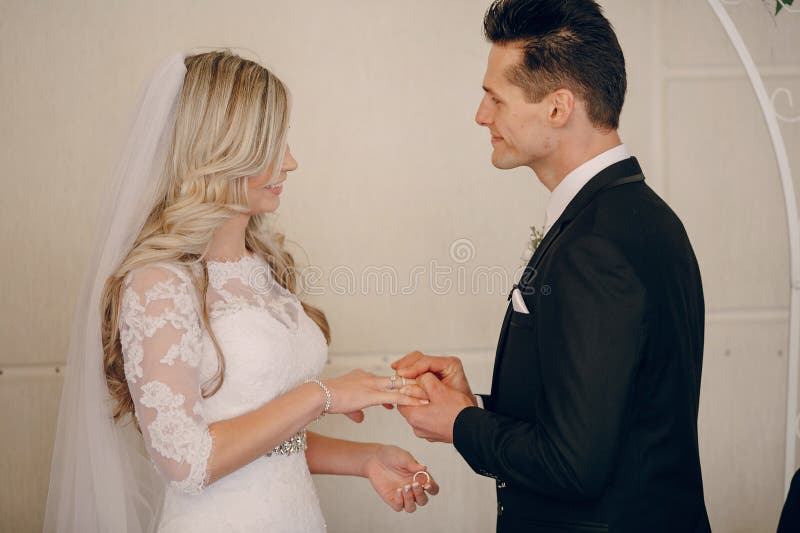 Wedding Vows at the Ceremony Stock Photo - Image of groom, newlywed ...