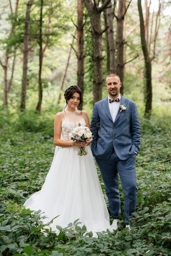 Wedding Walk of the Bride and Groom in the Deciduous Stock Image ...