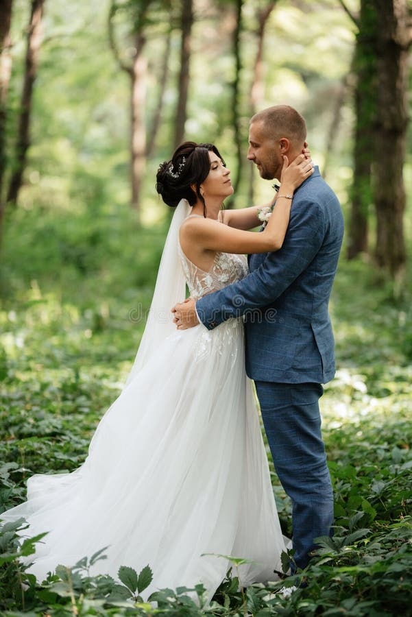 Wedding Walk of the Bride and Groom in the Deciduous Stock Photo ...