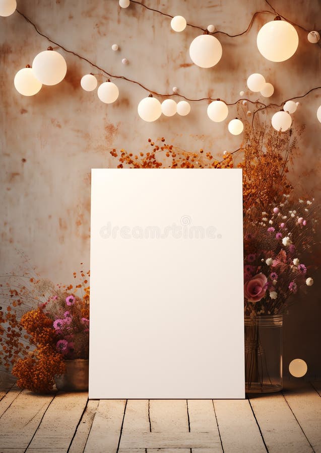 Wedding Welcome Blank White Sign in Front of Boho Style Arch with ...