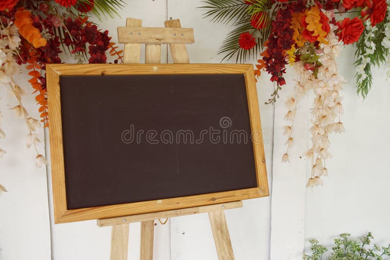 Wedding Welcome Board Wooden Frame with Flowers Decoration Stock Image ...