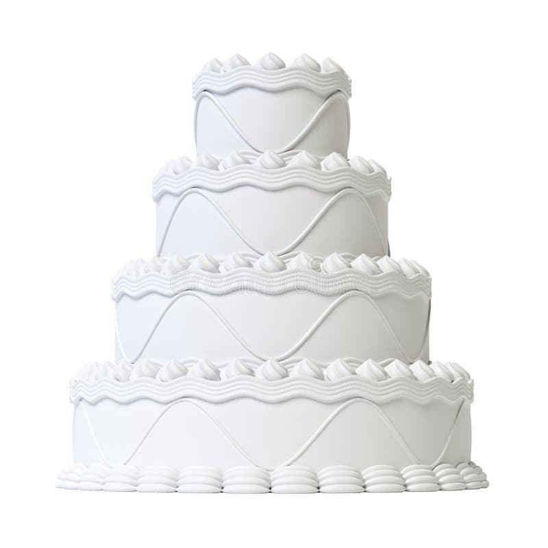 Wedding White Cake Isolated on White Background 3d Rendering Stock ...