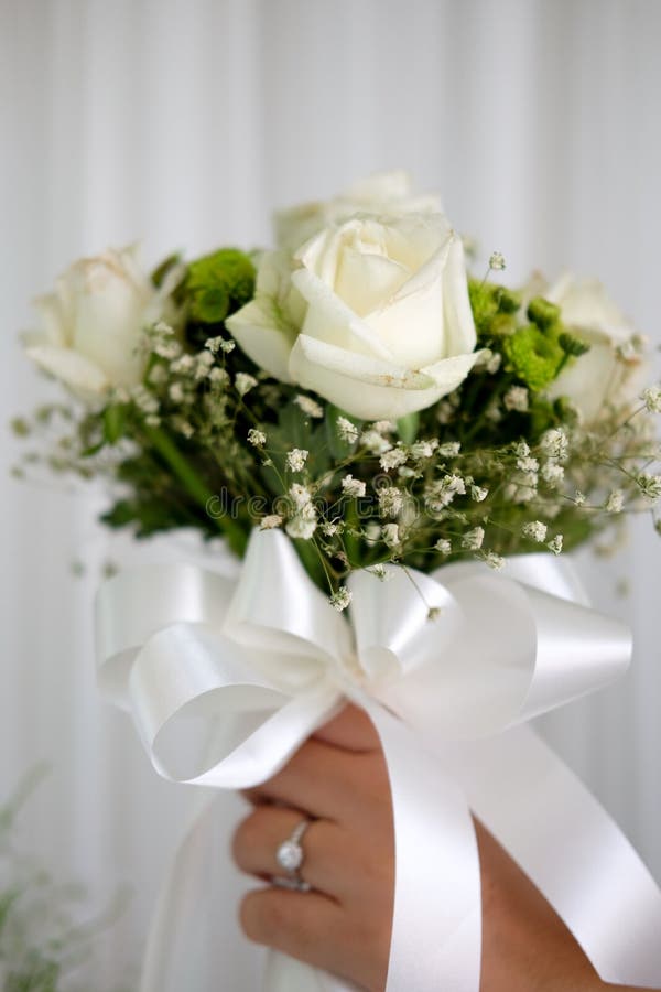 Wedding White Roses in Brides Bouquet Stock Photo - Image of ceremony ...