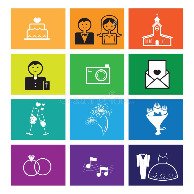 Wedding windows flat icons stock vector. Illustration of flowers - 54503873