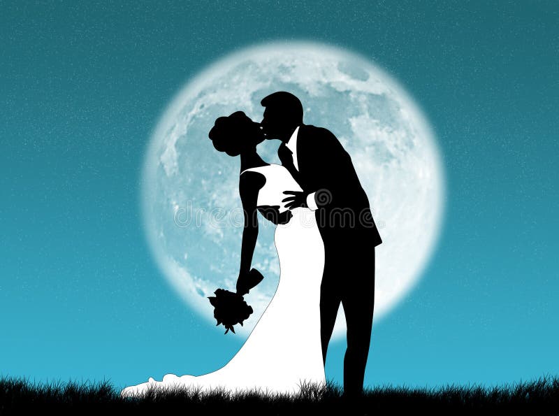 Weddings in the moon stock illustration. Illustration of love - 7795197