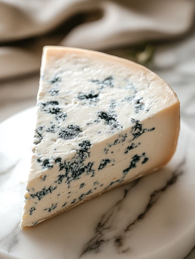 A Wedge of Blue Cheese on a Marble Surface. Stock Image - Image of ...