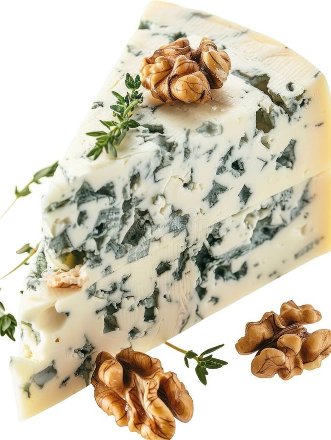 A Wedge of Cheese with Walnuts and Thyme on Top Stock Image - Image of ...
