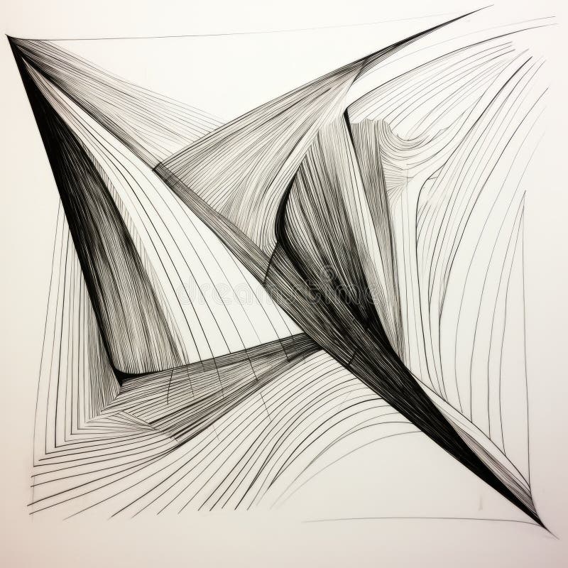 Abstract Conceptual Art: Bold and Graceful Lines on Paper Stock ...
