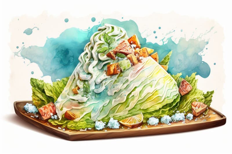 Wedge Salad with Iceberg Lettuce Served on a Platter Stock Illustration ...