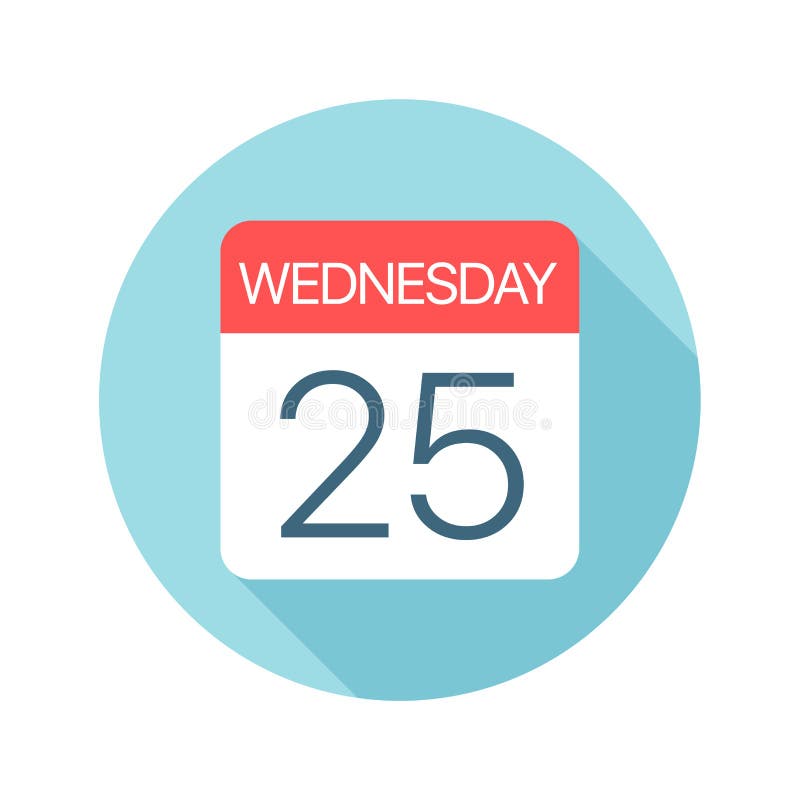 Wednesday 25 - Calendar Icon. Vector Illustration of One Day of Week ...