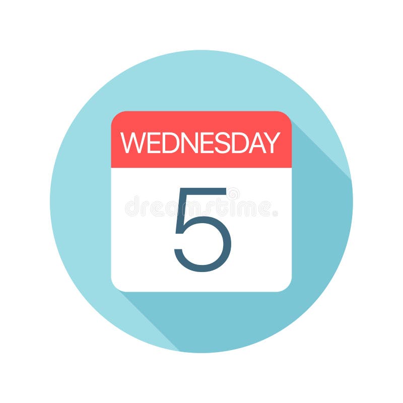 Wednesday 5 - Calendar Icon. Vector Illustration of One Day of Week ...
