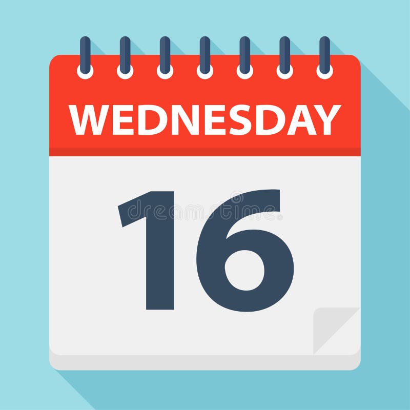 Wednesday 16 - Calendar Icon. Vector Illustration of Week Day Paper ...