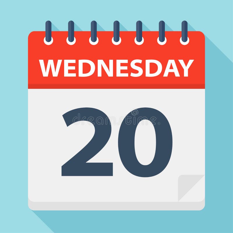 Wednesday 20 - Calendar Icon. Vector Illustration of Week Day Paper ...
