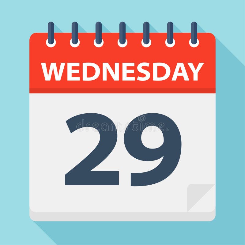 Wednesday 29 - Calendar Icon. Vector Illustration of Week Day Paper ...