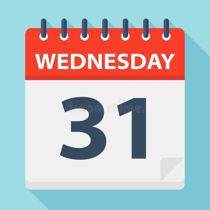 Wednesday 31 - Calendar Icon. Vector Illustration of Week Day Paper ...