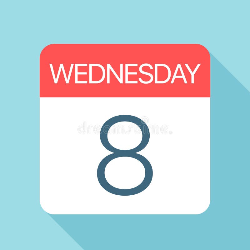 Wednesday 8 - Calendar Icon. Vector Illustration of Week Day Paper Leaf ...