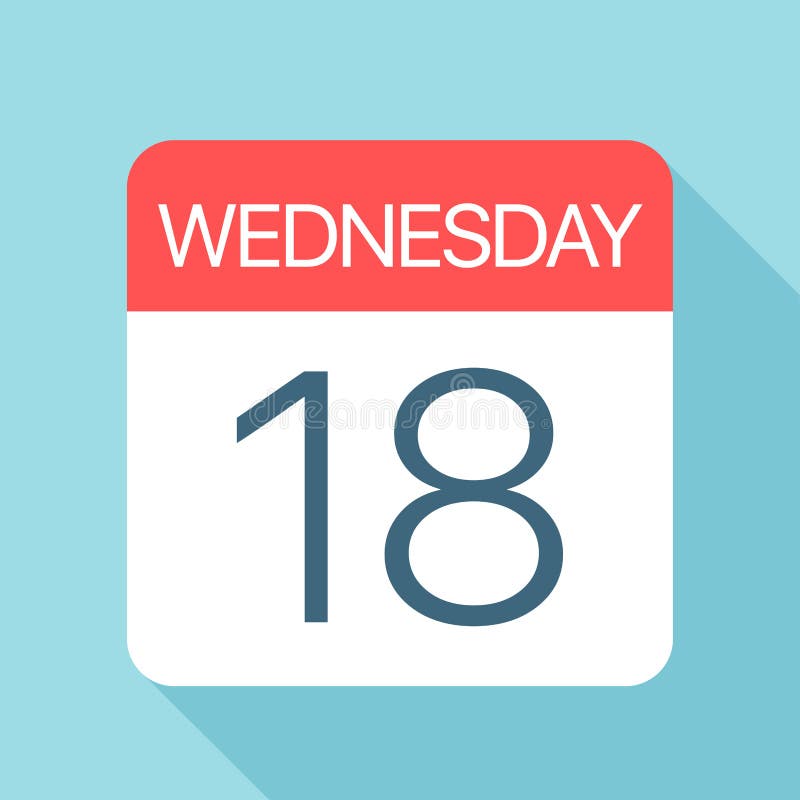 Wednesday 18 - Calendar Icon. Vector Illustration of Week Day Paper ...