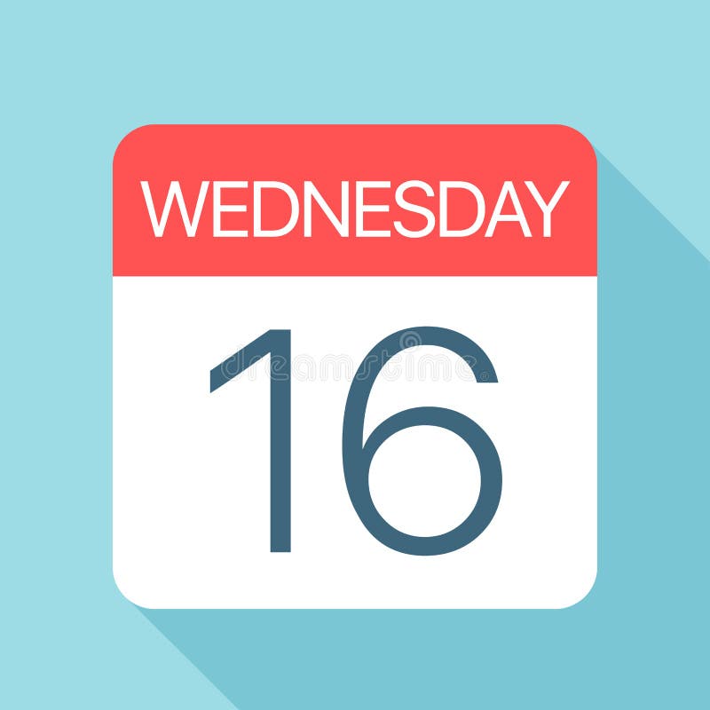Wednesday 16 - Calendar Icon. Vector Illustration of Week Day Paper ...