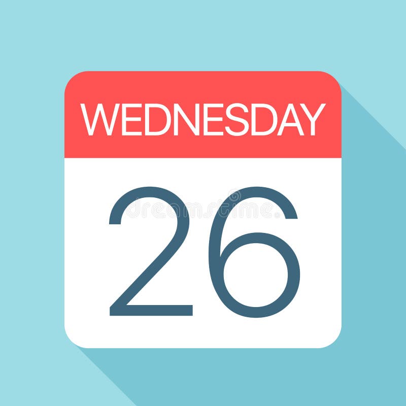 Wednesday 26 - Calendar Icon. Vector Illustration of Week Day Paper ...