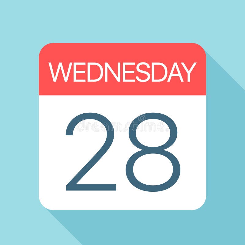Wednesday 28 - Calendar Icon. Vector Illustration of Week Day Paper ...