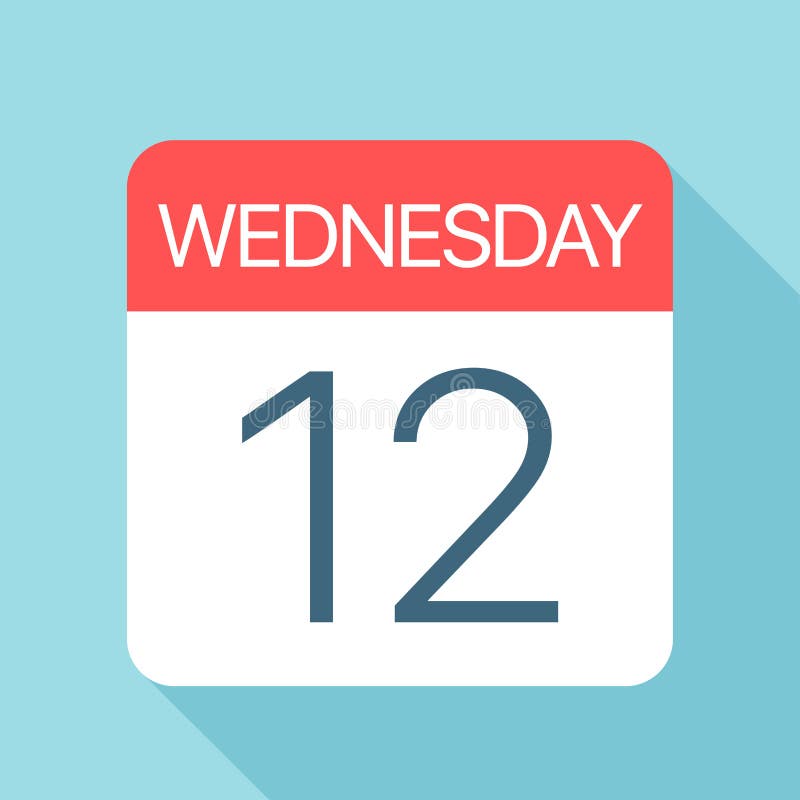 Wednesday 12 - Calendar Icon. Vector Illustration of Week Day Paper ...